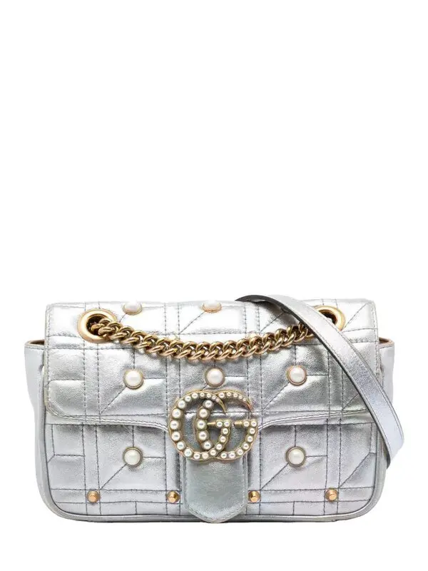 Gucci Gg Marmont Small Shoulder Bag - Silver