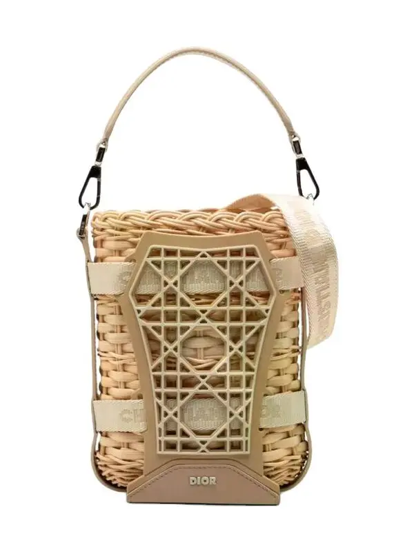 Dior Sahara Wicker Basket Bucket Bag Satchel - Brown