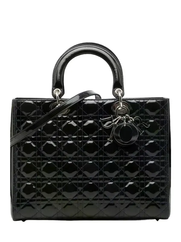 Dior Patent Cannage Lady Satchel - Blue