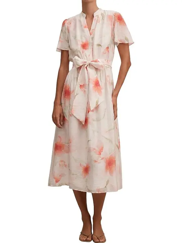EVER NEW Dahlia Button Tie Midi Dress - Arbella Floral