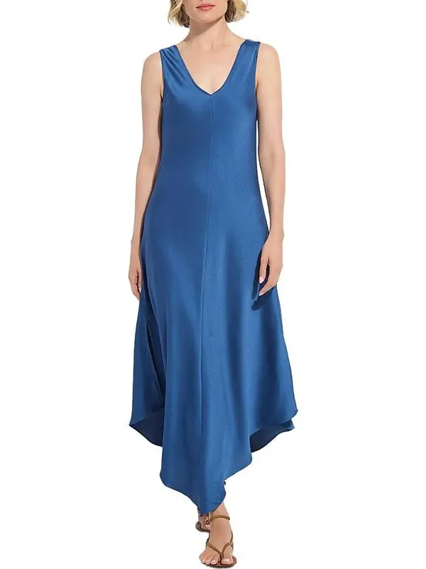 Lyssé Sakura Bias Cut V Hem Dress - Palermo Blue