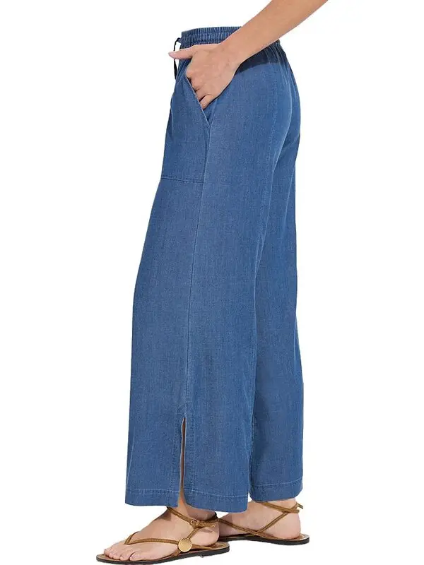 Lyssé Lilia Drawstring Ankle Wide Leg Pants - Mid Wash