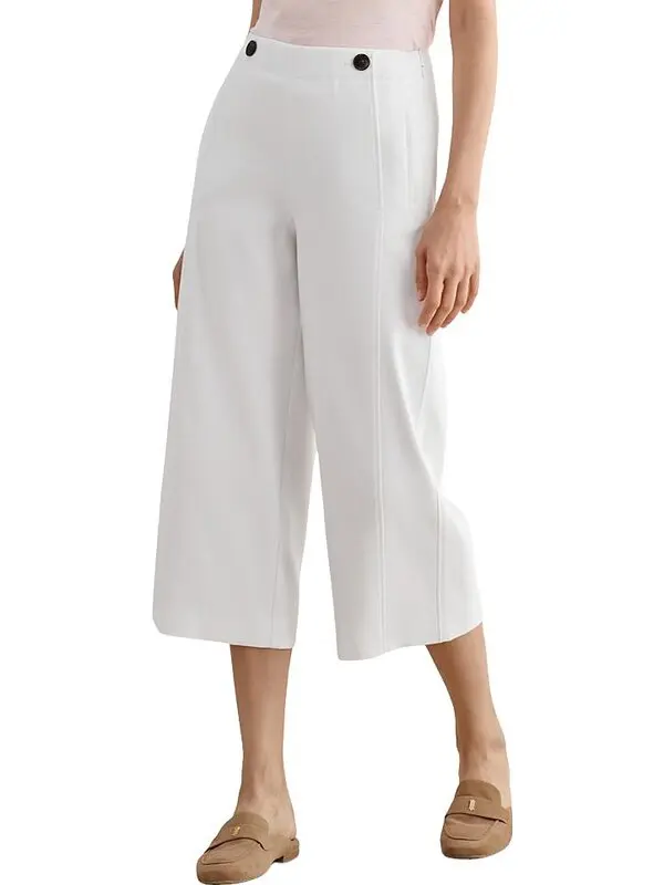 HOBBS LONDON Petite Kimmi Wide Leg Cropped Trousers - White