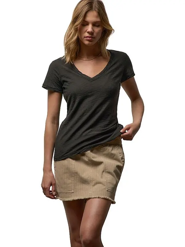 JAMES PERSE Sheer Slub Casual V-neck Tee - Carbon