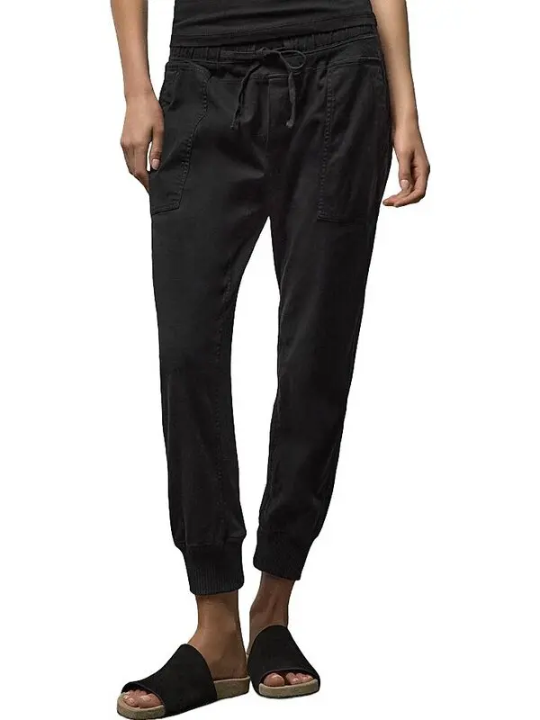 JAMES PERSE Mixed Media Stretch Cotton Lyocell Blend Jogger Pants - Black