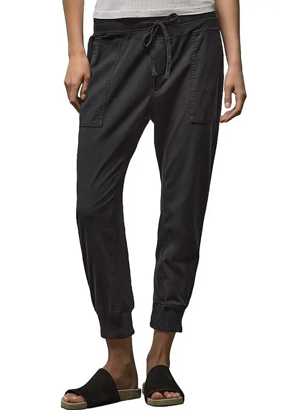 JAMES PERSE Mixed Media Stretch Cotton Lyocell Blend Jogger Pants - French Navy