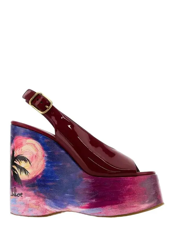 Chloé Maxime Sunset-print Wedge Pumps - Red