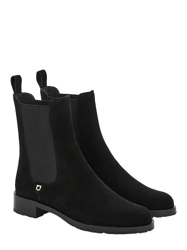 FERRAGAMO Black Leather Chelsea Boots - Nero
