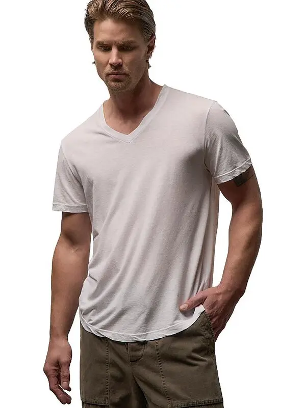 JAMES PERSE Clear Jersey V Neck Tee - White