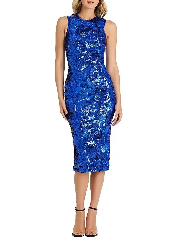 HELSI Alex High Neck Floral Sequin Midi Dress - Royal Blue