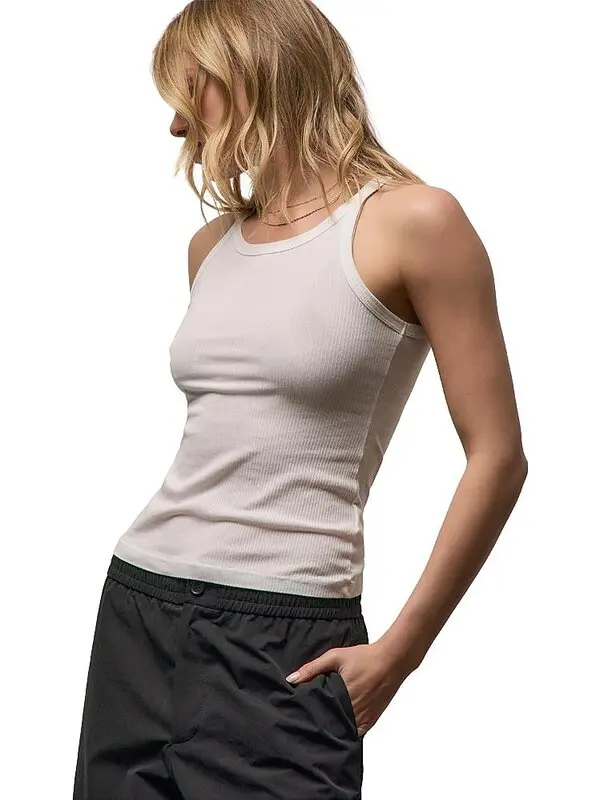 JAMES PERSE Ribbed High Neck Cami - White