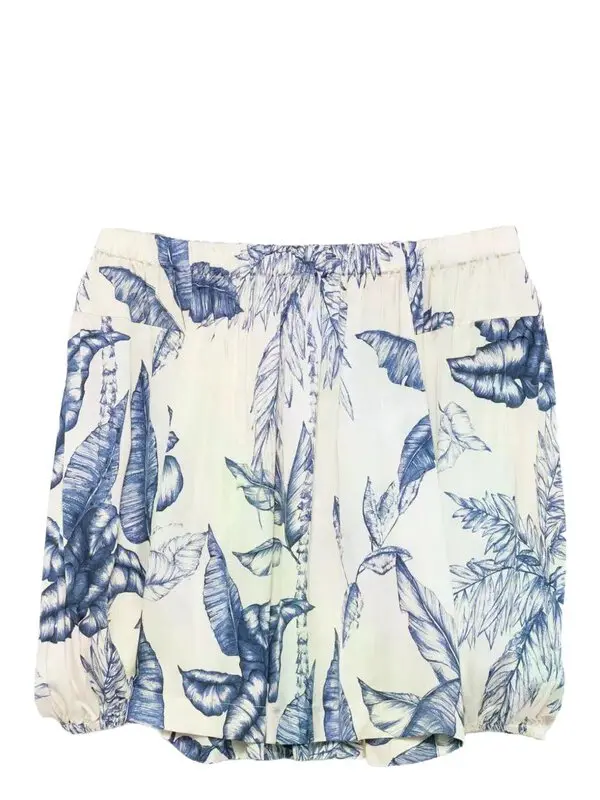 CLIPS Leaf Print Off-shoulder Top - Neutrals