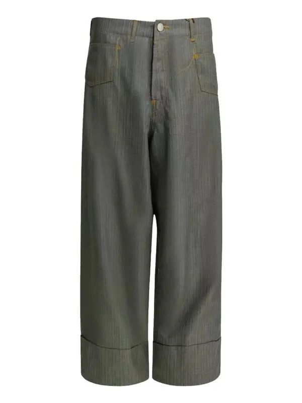 Junya Watanabe Pinstripe Contrast Stitch Trousers - Grey