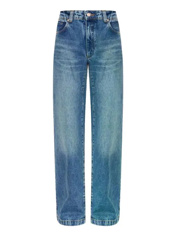 Emporio Armani Logo Patch Wide-leg Jeans - Blue