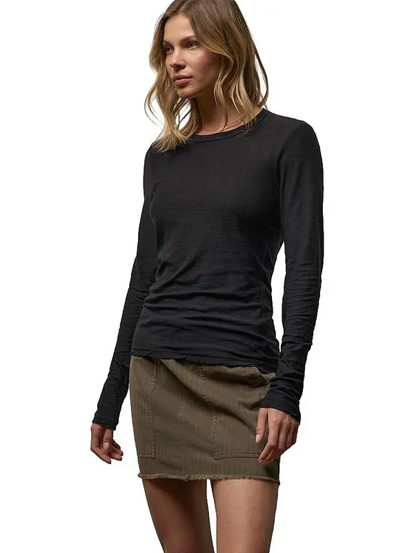 JAMES PERSE Sheer Slub Long Sleeve Crew Tee - Black
