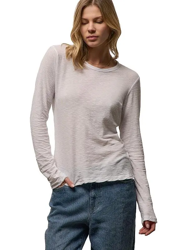 JAMES PERSE Sheer Slub Long Sleeve Crew Tee - White
