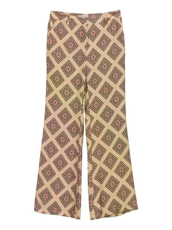 Alberto Biani Geometric Print Silk Trousers - Brown