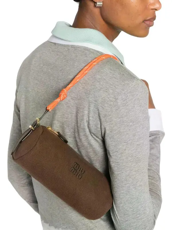 Miu Miu Gabardine Cylindrical Shoulder Bag - Brown