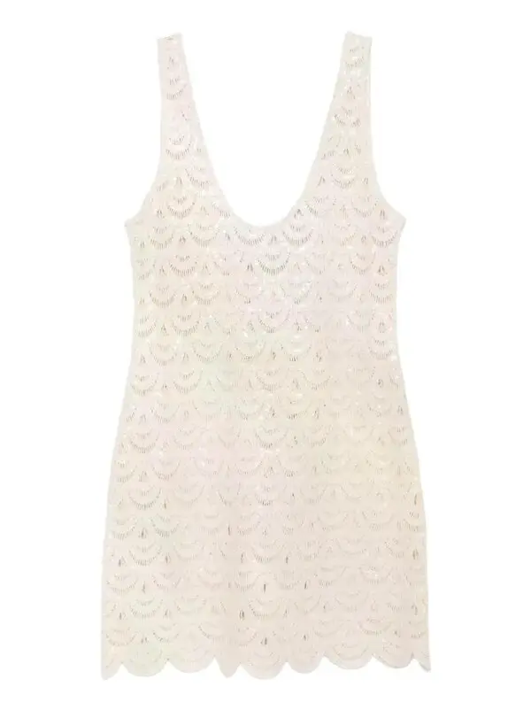 MC2 SAINT BARTH Raya Sequin-embellished Crochet Knit Top - Neutrals