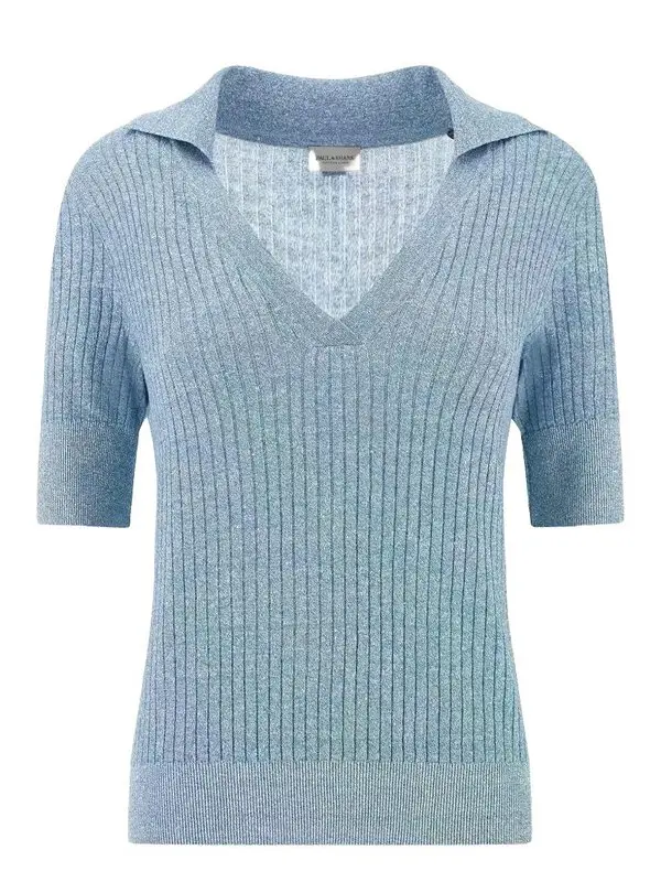 Paul & Shark Urukai Ribbed Knit V-neck T-shirt - Blue