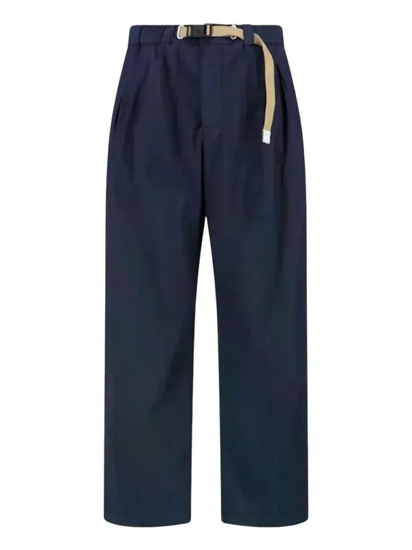 WHITE SAND Belted Pleated Trousers - Blue