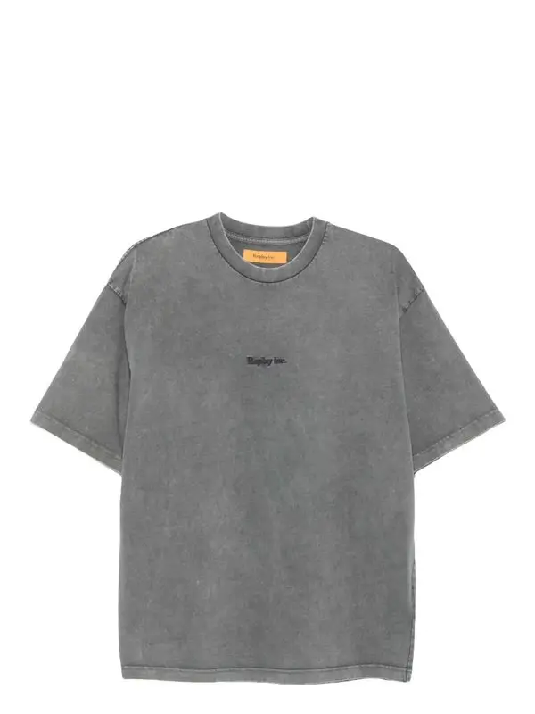 REPLAY Logo-embroidered Acid-wash T-shirt - Grey
