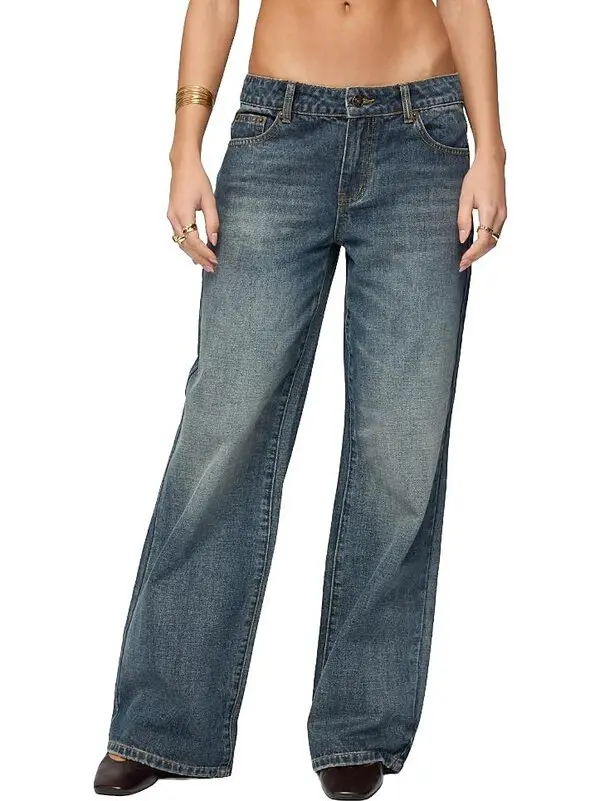 EDIKTED Della Low Rise Baggy Jeans - Blue
