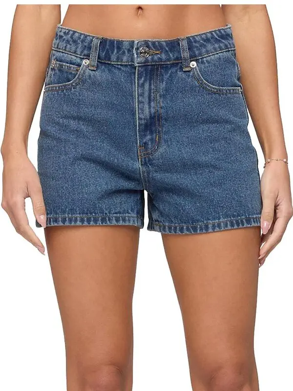 EDIKTED Milena High Rise Denim Shorts - Blue-washed