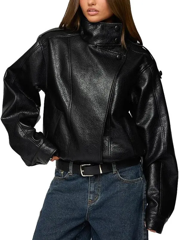 EDIKTED Jaicee High Neck Oversized Jacket - Black