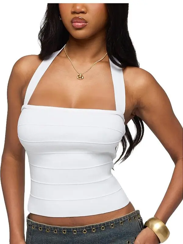 EDIKTED Bandage Halter Top - White