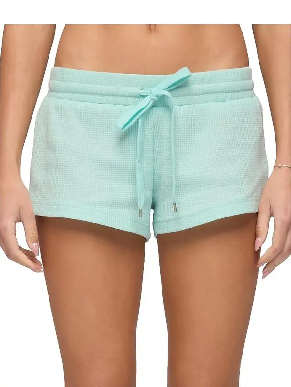 EDIKTED Baila Waffle Shorts - Aqua