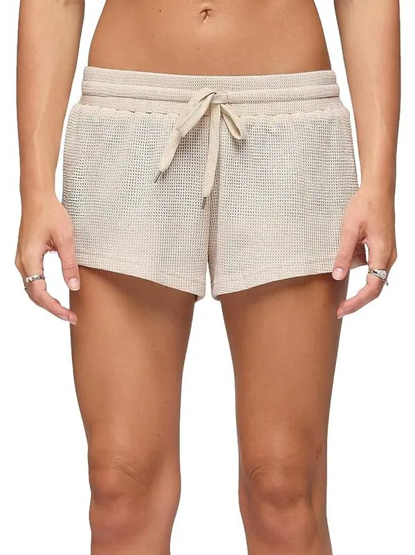 EDIKTED Baila Waffle Shorts - Stone