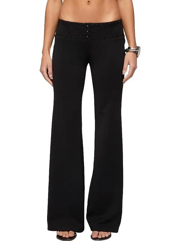 EDIKTED Katalia Sequin Flared Pants - Black