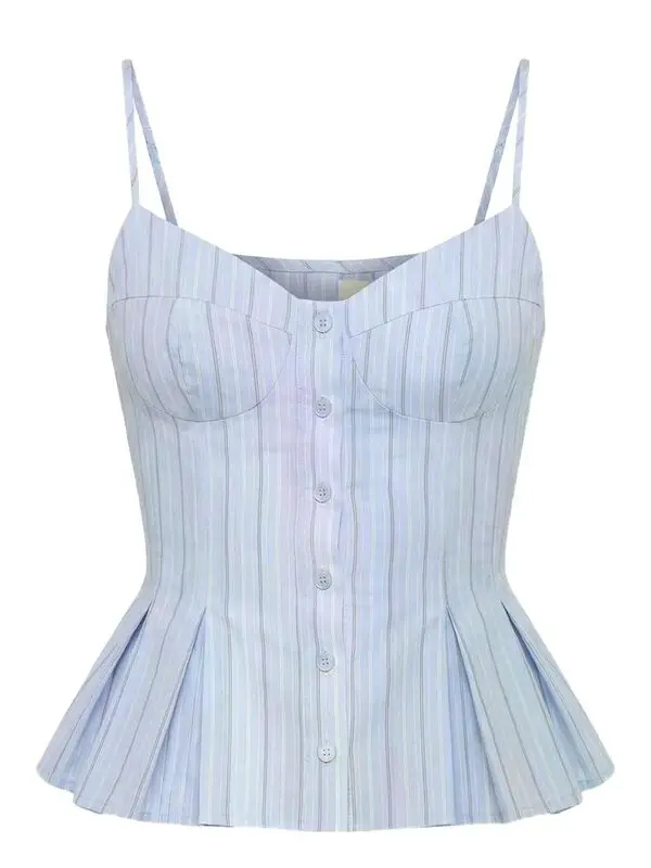 NICHOLAS Staci Spaghetti-strap Peplum Top - Blue
