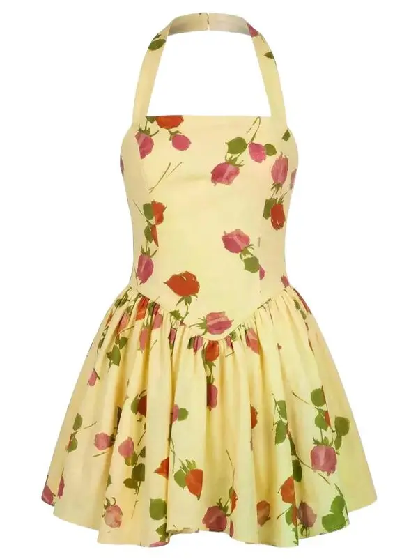 NICHOLAS Amalie Floral-print Halterneck Dress - Yellow