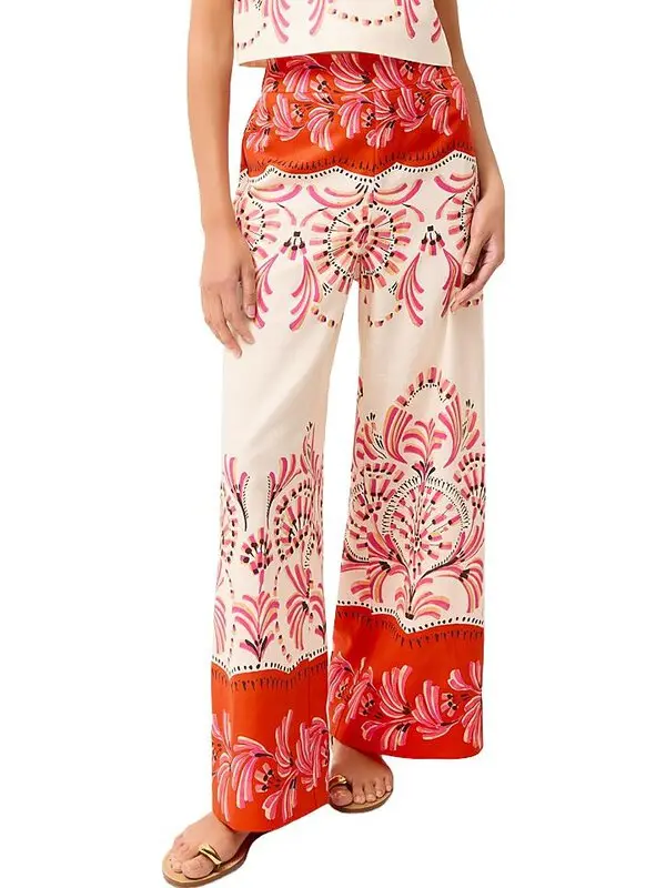 MARIE OLIVER Bennett Wide Leg Printed Linen-cotton Pants - Seraphine