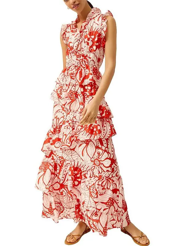 MARIE OLIVER Silk Tiered Maxi Dress - Plume