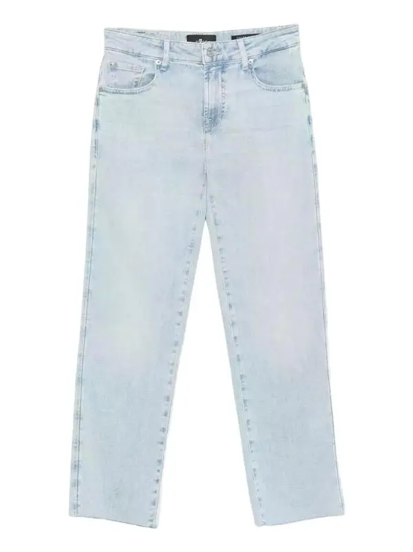 7 For All Mankind Calie Raw-cut Straight-leg Jeans - Blue