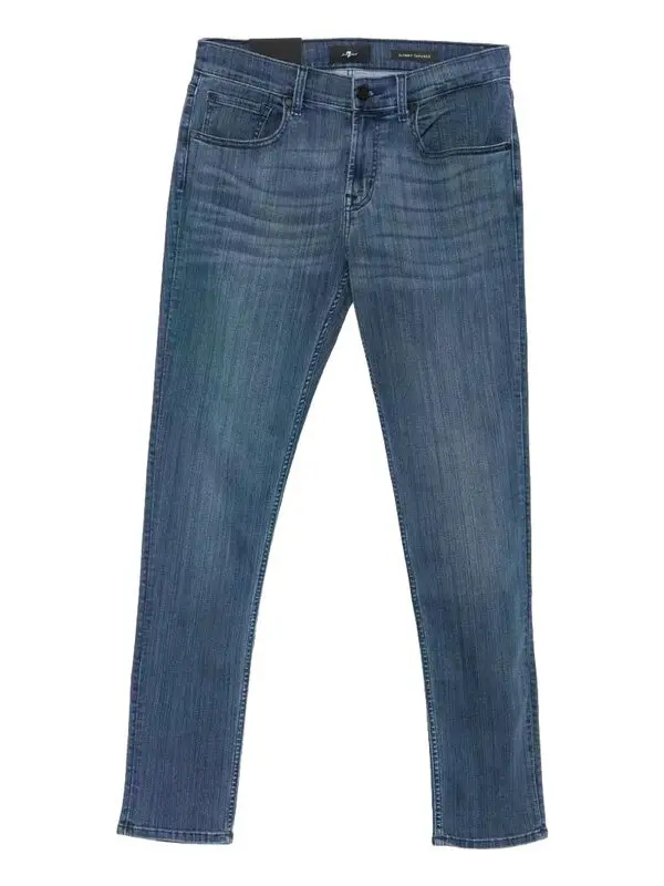 7 For All Mankind Slimmy Whiskered Slim-fit Jeans - Blue