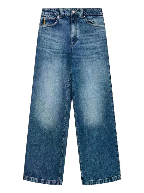 Emporio Armani J4j Logo-patch Wide-leg Jeans - Blue
