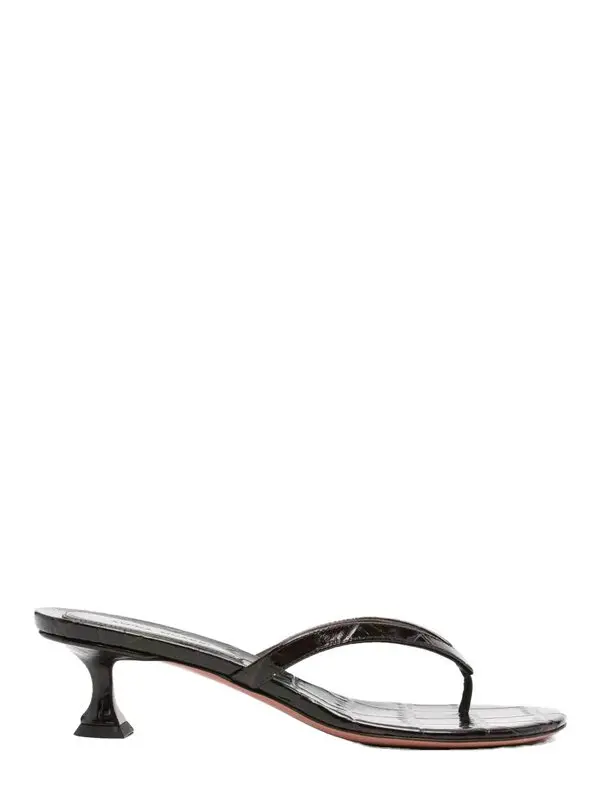 Amina Muaddi Juliette Crocodile-effect Leather Sandals - Brown