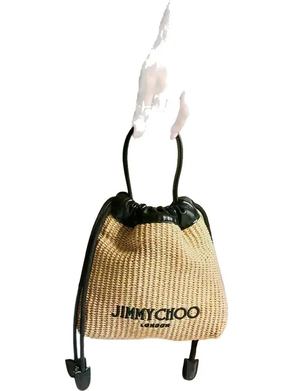 JIMMY CHOO Drawstring Pouch Top Handle Bag - Neutrals