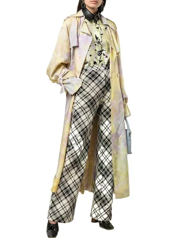 ELLERY Flared Plaid Trousers - Black