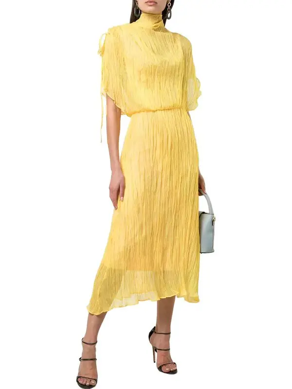 ELLERY Crinkled Midi Dress - Yellow