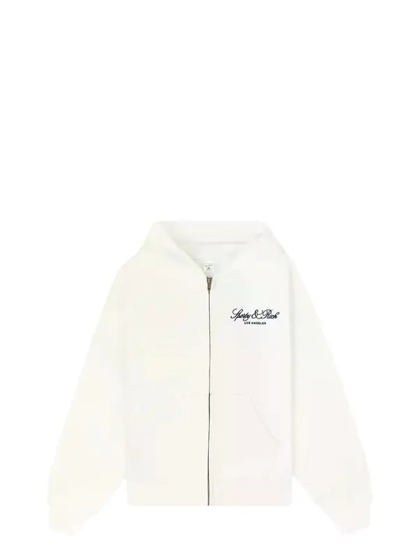 SPORTY & RICH Logo-print Zip-up Hoodie - Neutrals