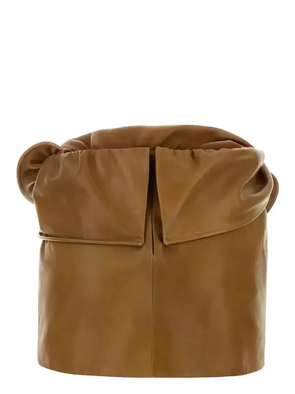 Magda Butrym Draped Leather Mini Skirt - Brown