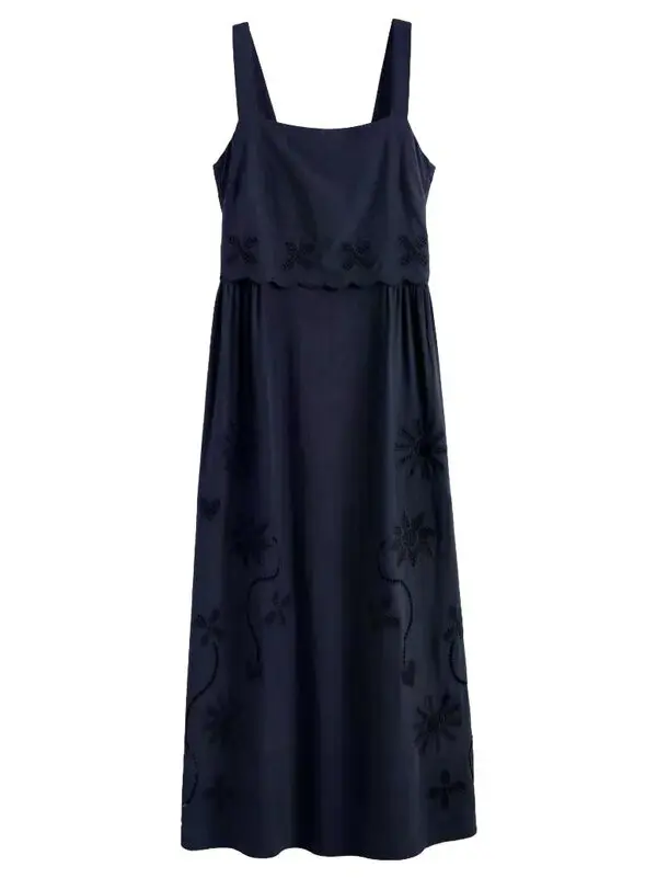 Chinti & Parker Broderie Floral Midi Dress - Blue