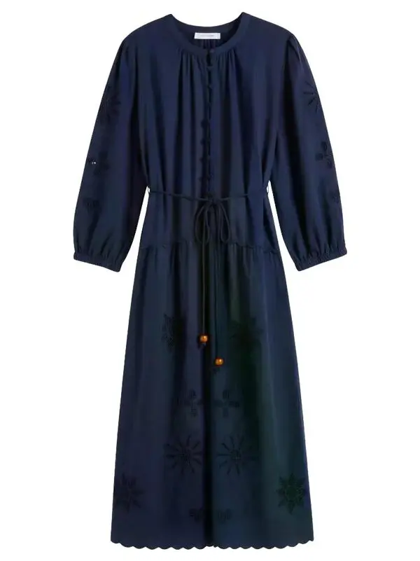 Chinti & Parker Broderie Scalloped Midi Dress - Blue