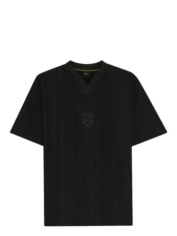 BOSS Vertical-stripe V-neck T-shirt - Black