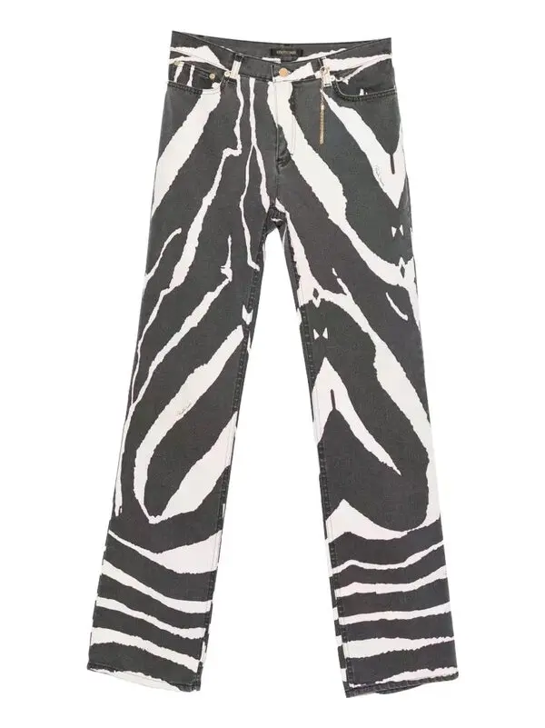 Roberto Cavalli 2000s Zebra-print Jeans - Black